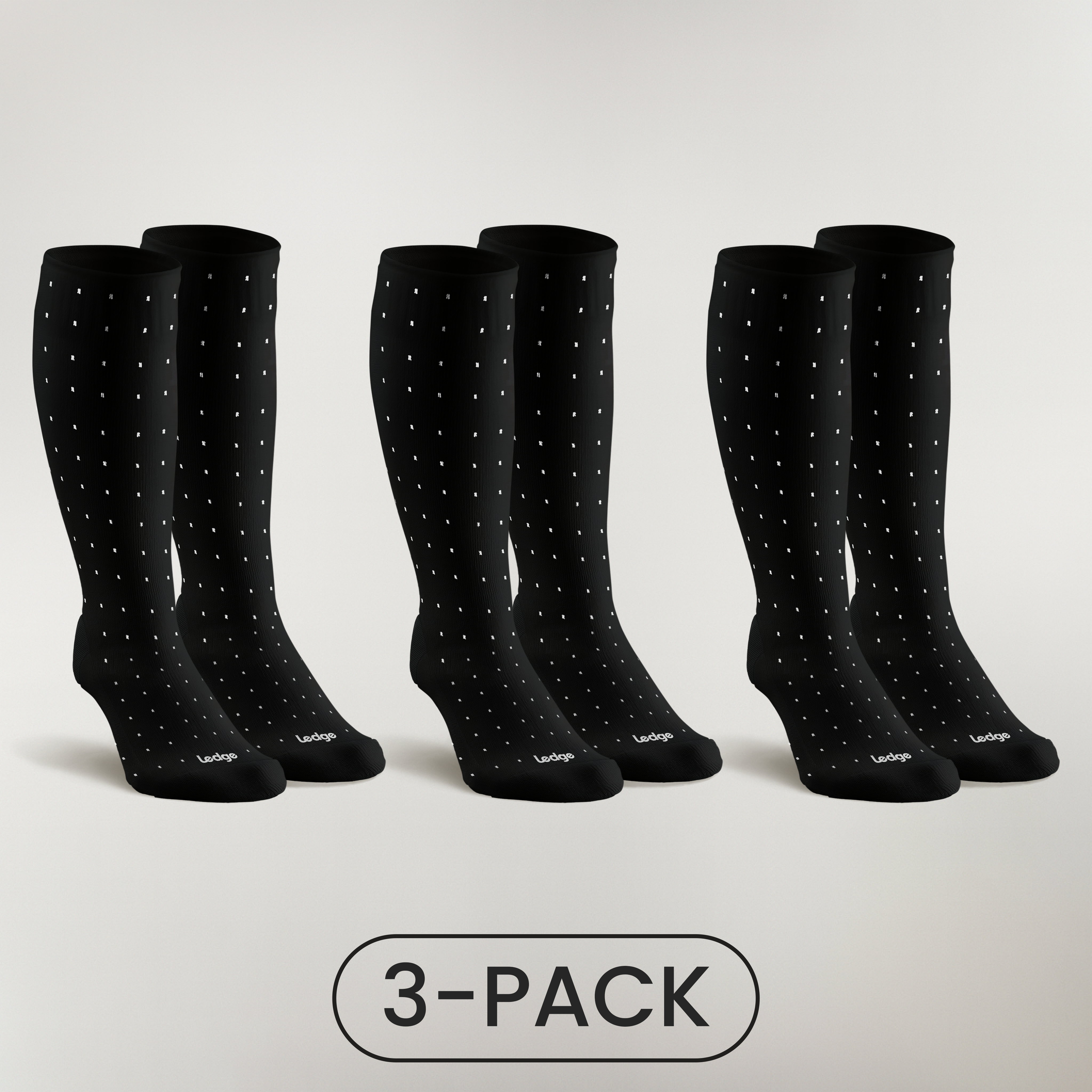 3-Pack | Essential Compressie Sokken - Zwart met stippen – Ledge